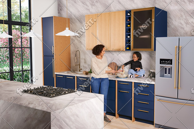 Design photorealistic 3d interior renderings for living room, bedroom, kitchen by D3d_studio ...